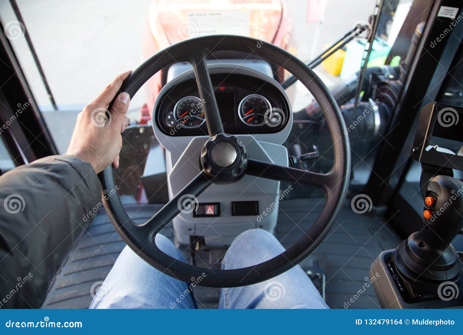 Inside Modern Tractor. Steering Wheel Stock Photo - Image of inside ...