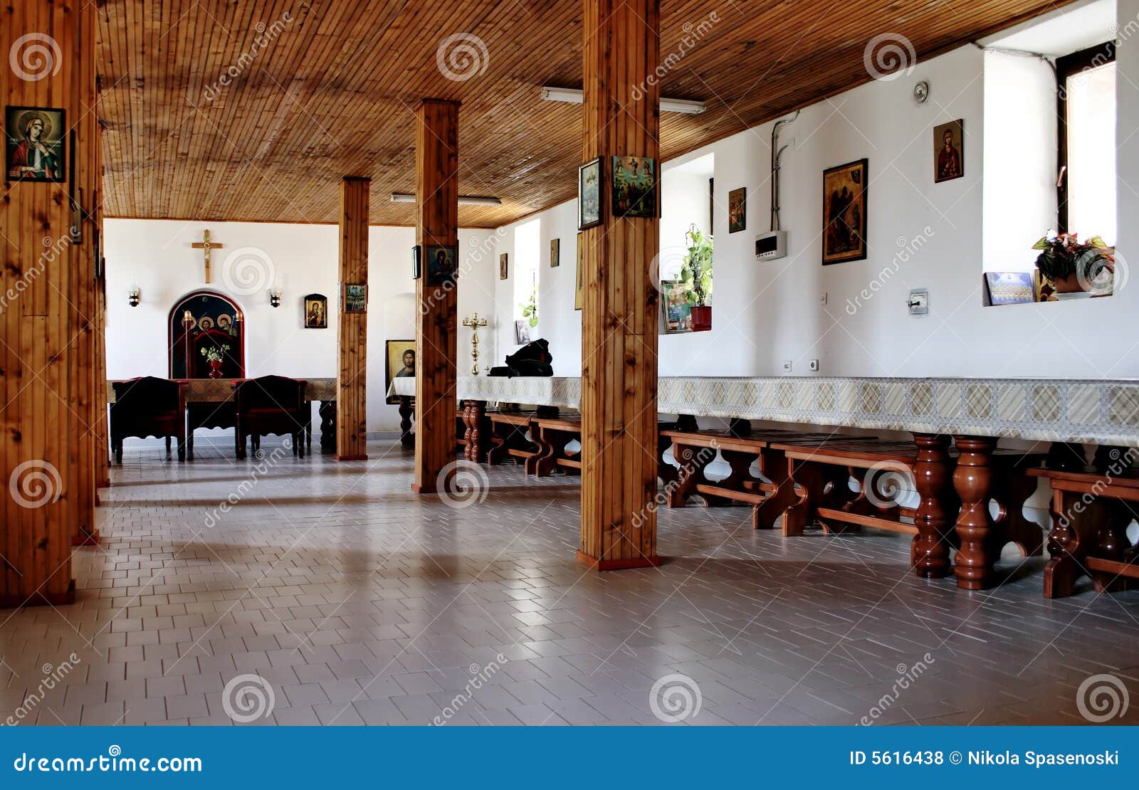 Inside a monastery stock photo. Image of light, wall, chairs - 5616438