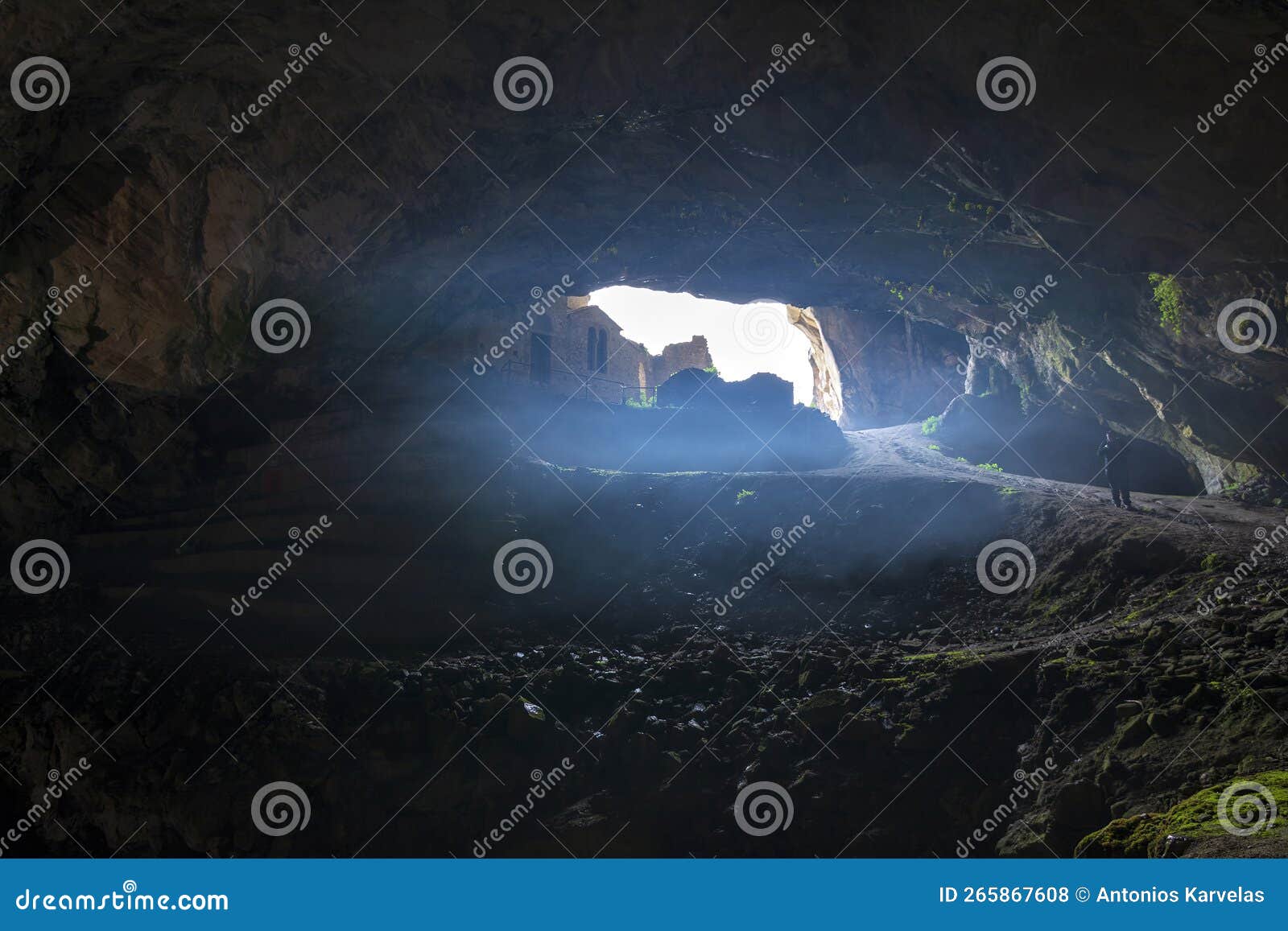Inside the Ntavelis Cave and the Enclosed Monastery Stock Photo - Image ...
