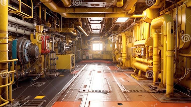 Inside Oil Drill Rig Platform on the Sea Stock Illustration ...