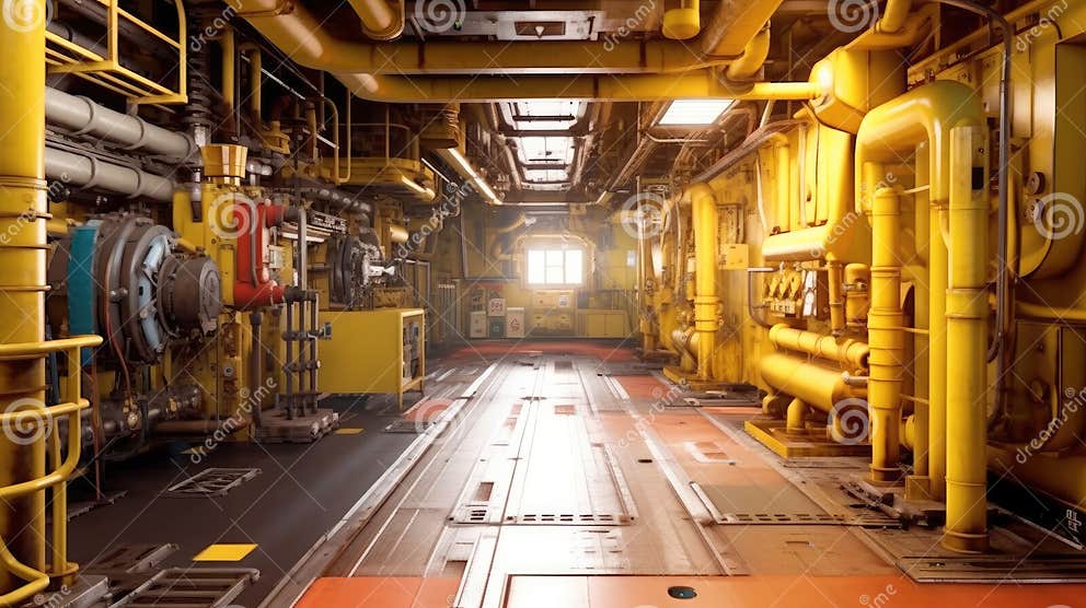 Inside Oil Drill Rig Platform on the Sea Stock Illustration ...