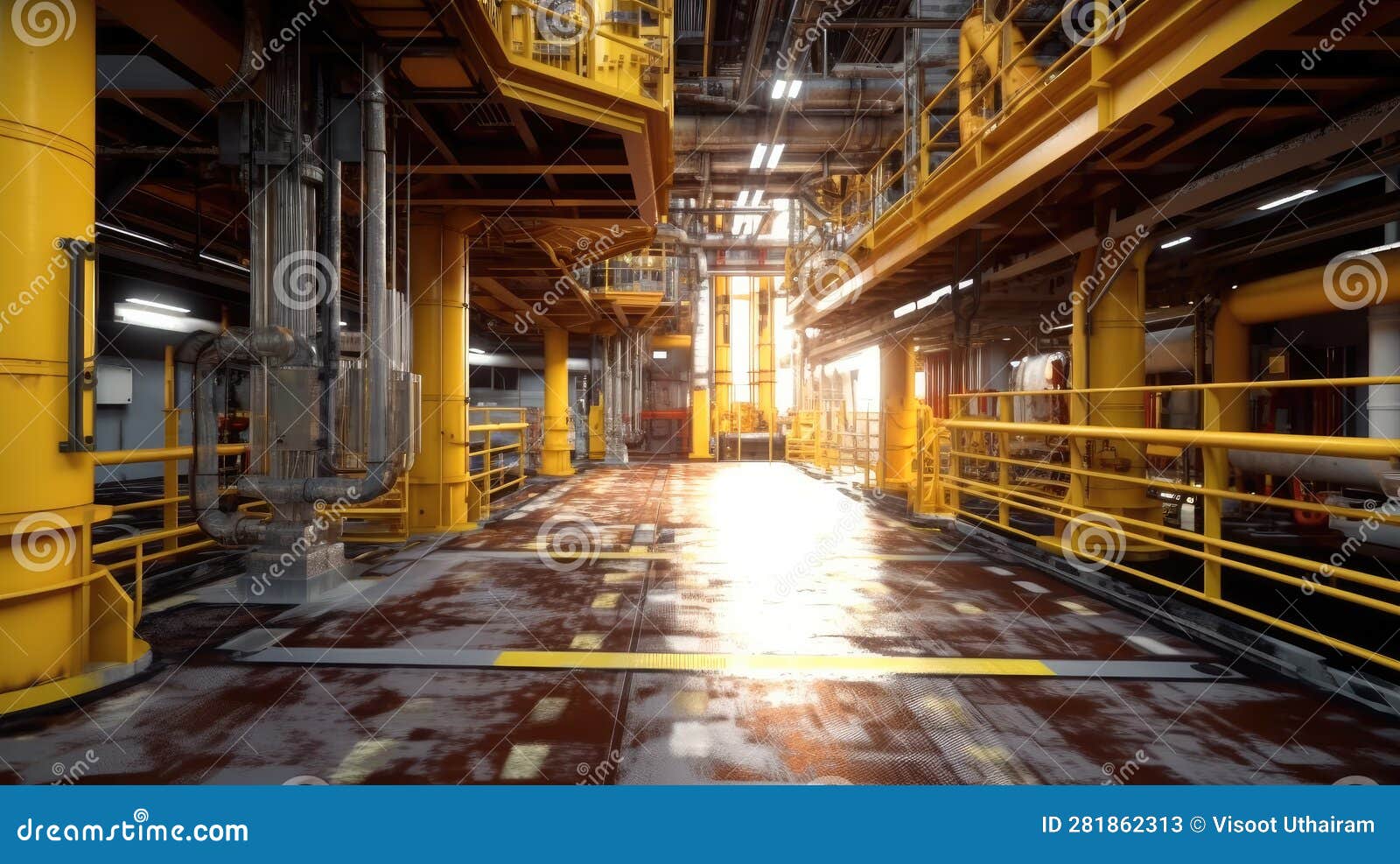 Inside Oil Drill Rig Platform on the Sea Stock Illustration ...