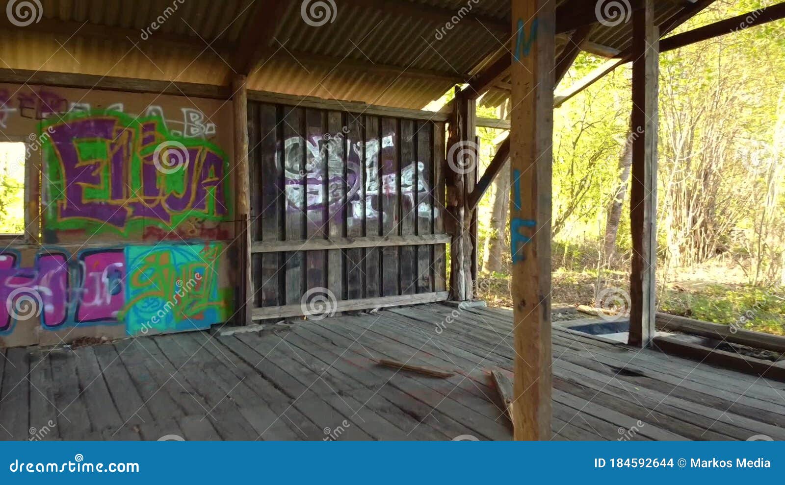 Inside Old Abandoned House with Graffiti Stock Footage - Video of rural ...