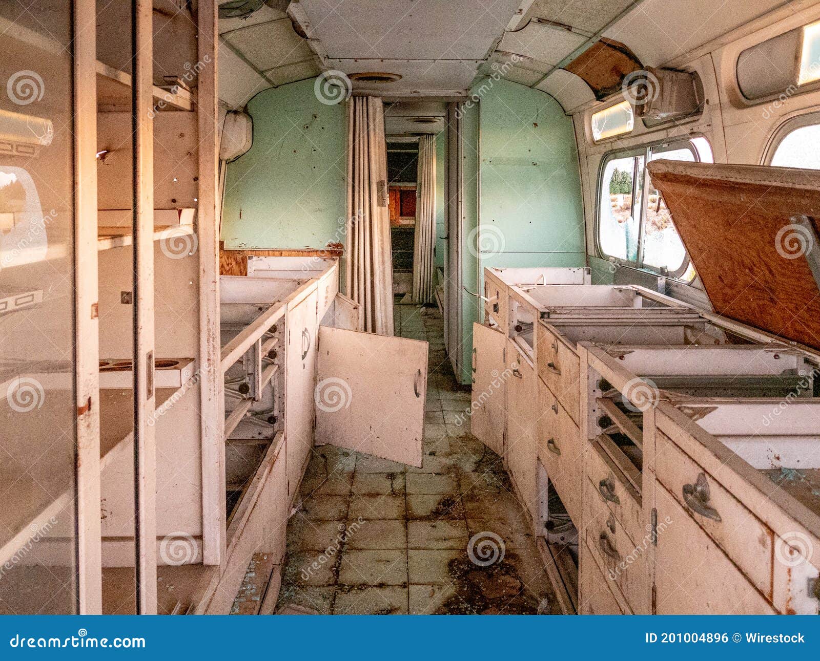 Inside of an Old Abandoned Van Stock Photo - Image of automobile ...
