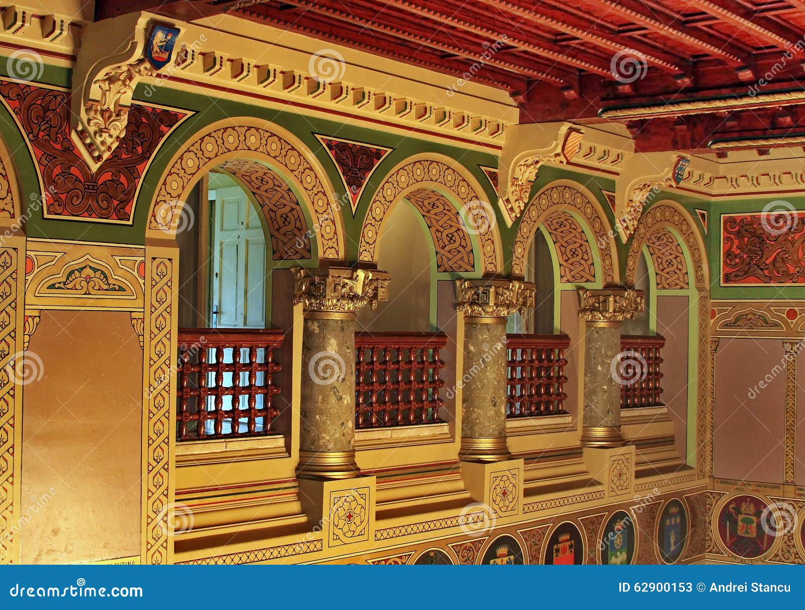 Inside old castle stock image. Image of artwork, green - 62900153