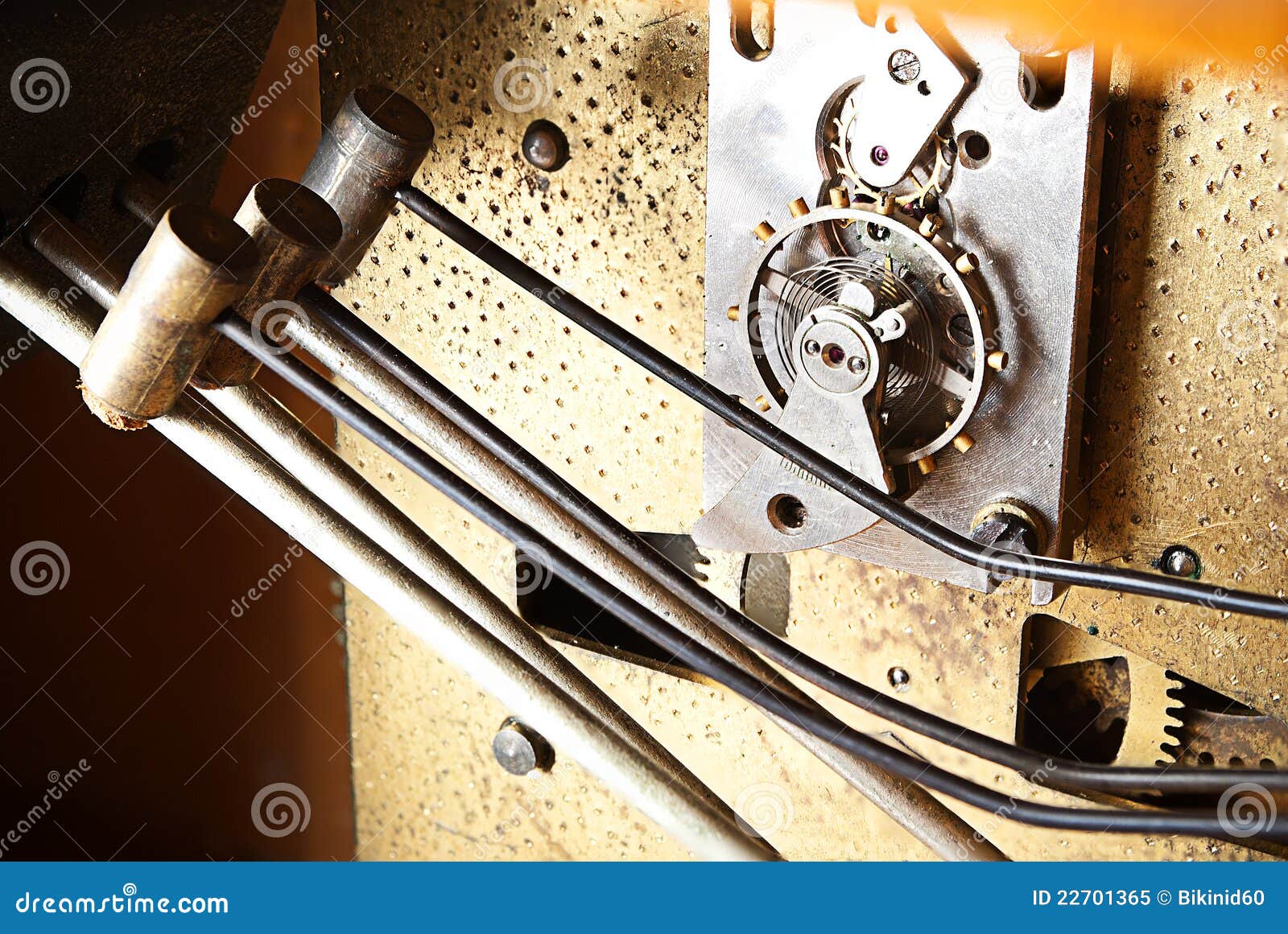 Inside old clock. stock image. Image of industrial, motion - 22701365
