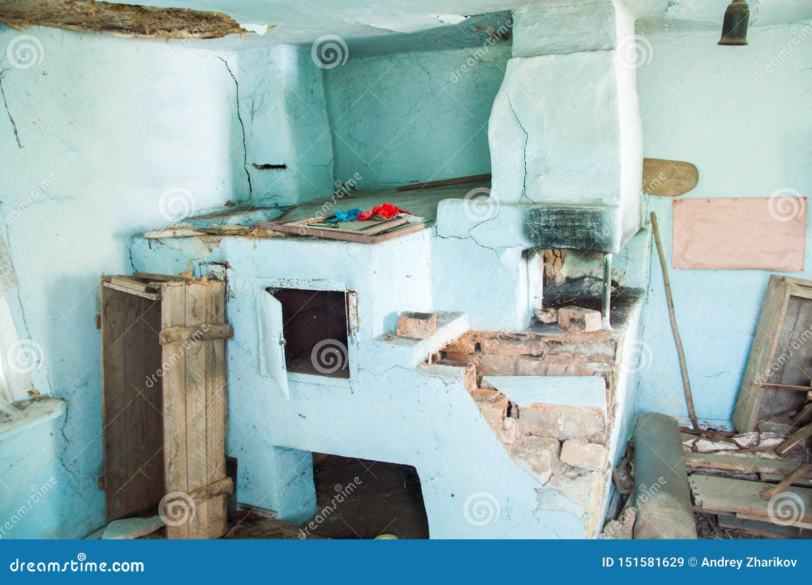 Inside an Old Collapsed Earthen House. Stock Image - Image of grass ...