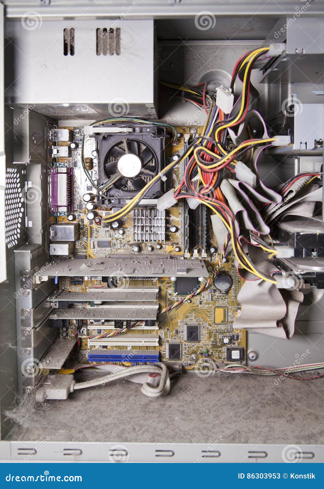 Inside of the Old, Disassembled, Covered with Dust Computer Stock Image ...