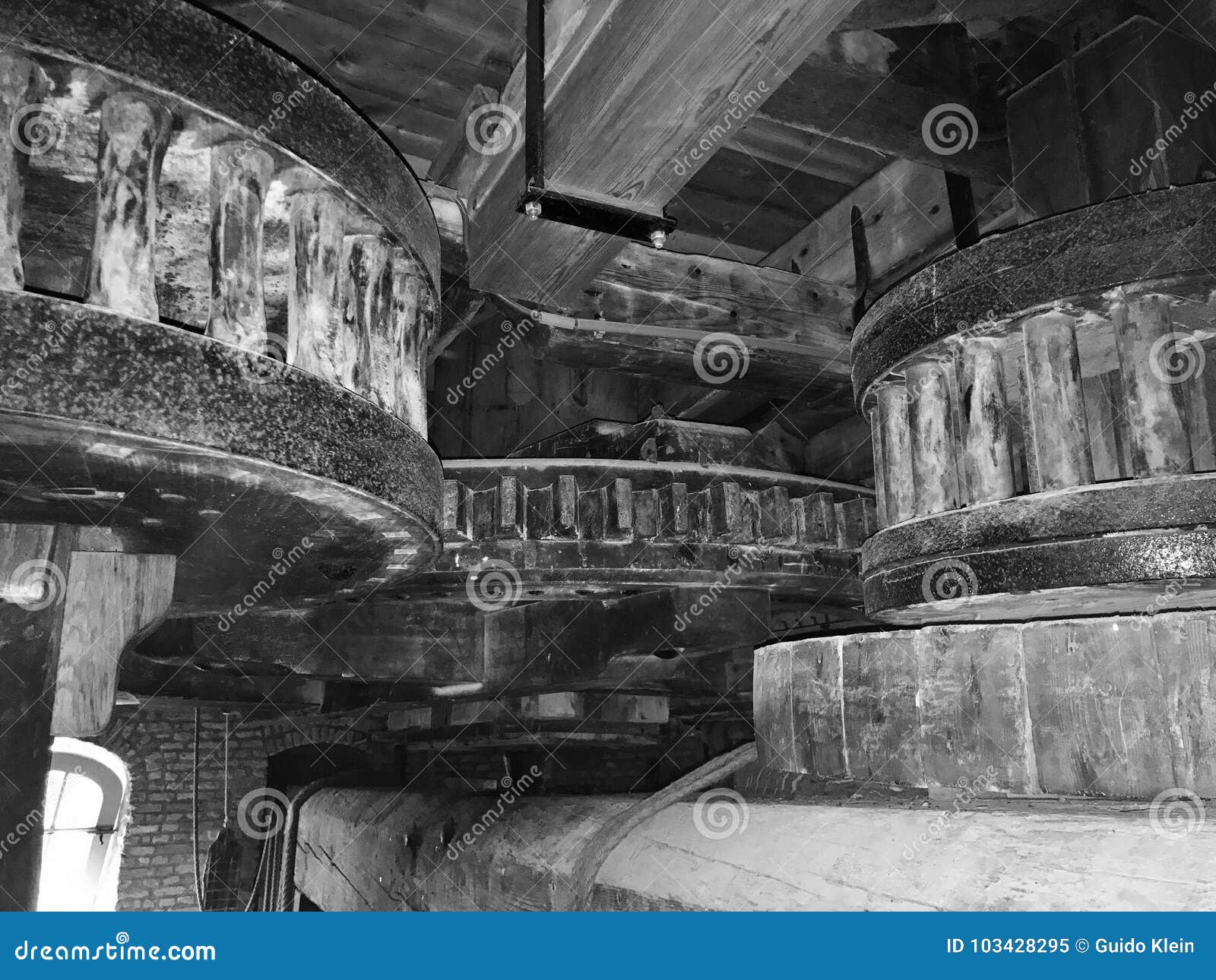 Inside an Old Dutch Windmill Stock Image - Image of grindingsystem ...