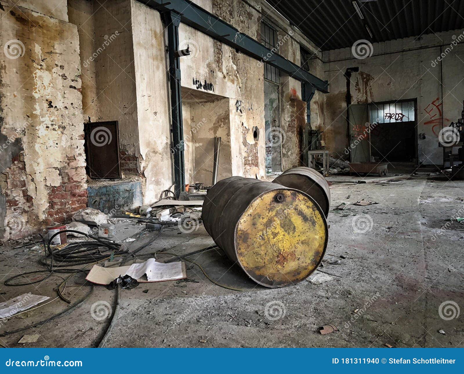 Inside an Old Factory Outside the City Stock Photo - Image of stone ...