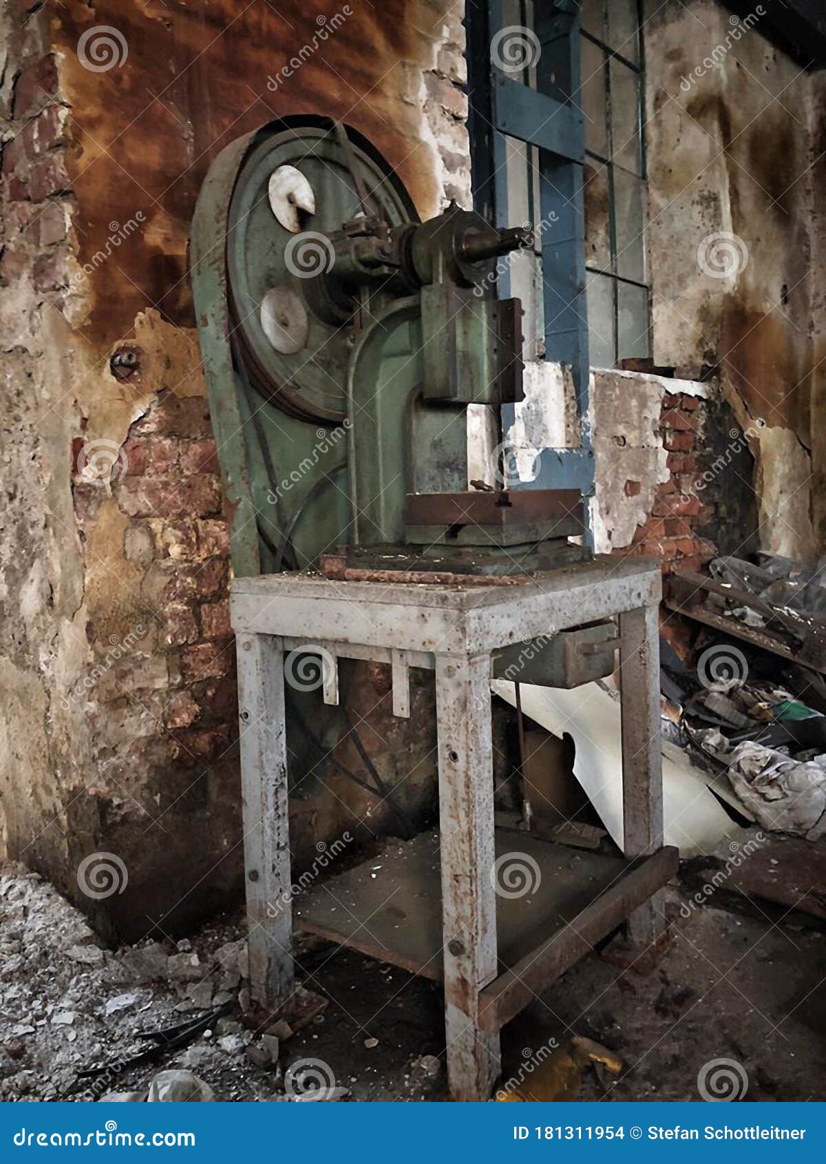 Inside an Old Factory Outside the City Stock Photo - Image of machine ...
