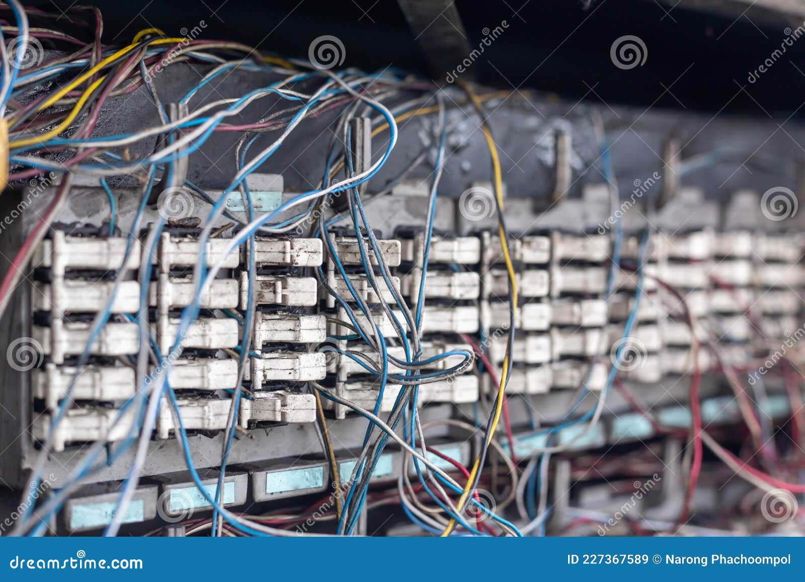 Inside A PABX Telephone Booth That Has A Number Of Connecting Cables In ...