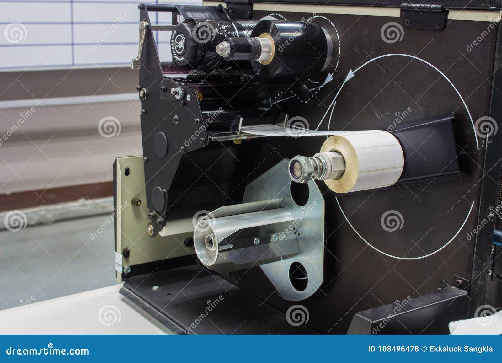 The Inside of Old Label Printing Machine. Stock Photo - Image of ...
