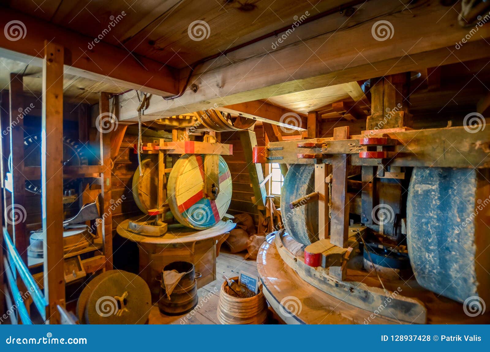 Inside the Old Mill. Mill Stone Wheels Stock Photo - Image of antique ...
