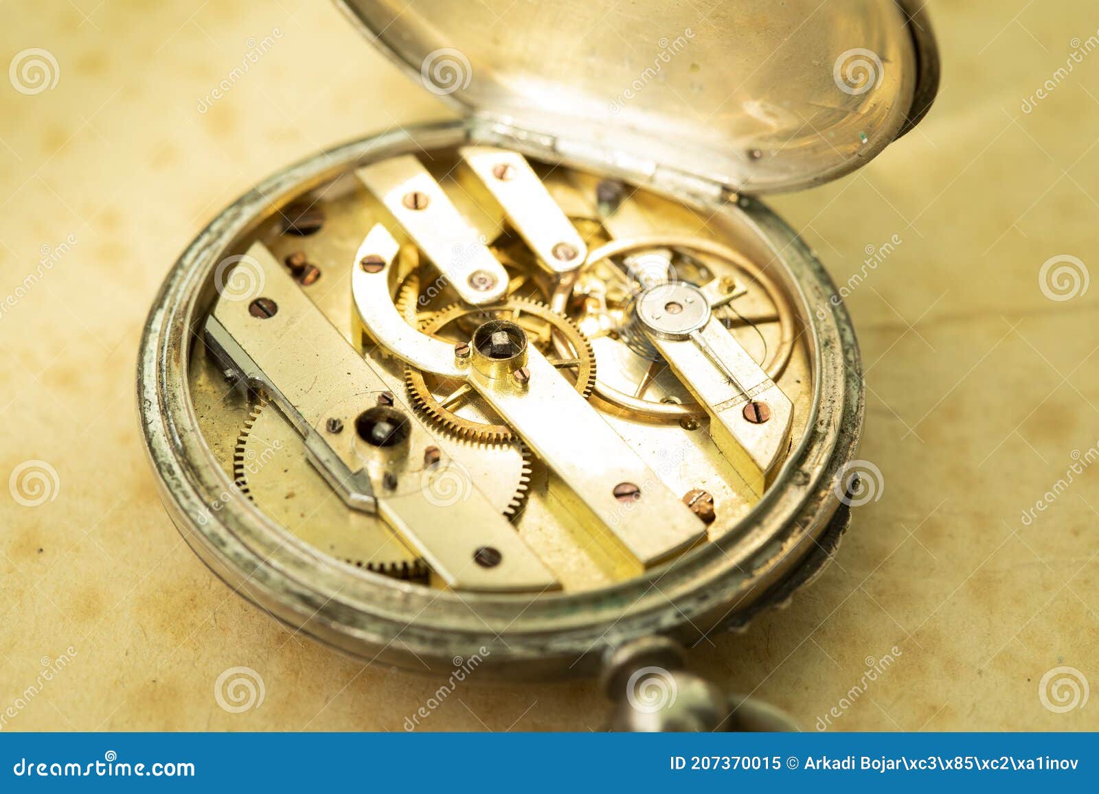 Inside of old pocket watch stock image. Image of chrono - 207370015