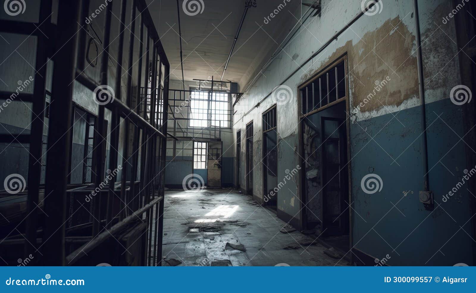Inside in an old prison stock illustration. Illustration of lock ...