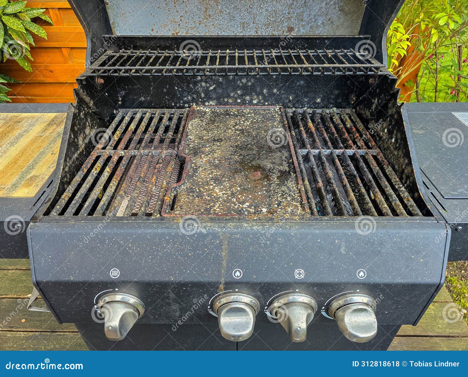 Inside of an Old Rusty Barbecue with Mold on the Grill Grate Stock ...