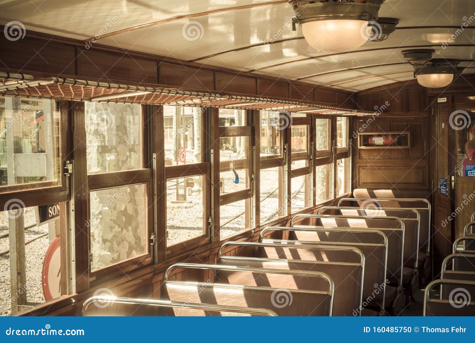 Inside the Old Train in Soller Stock Photo - Image of motion, rail ...