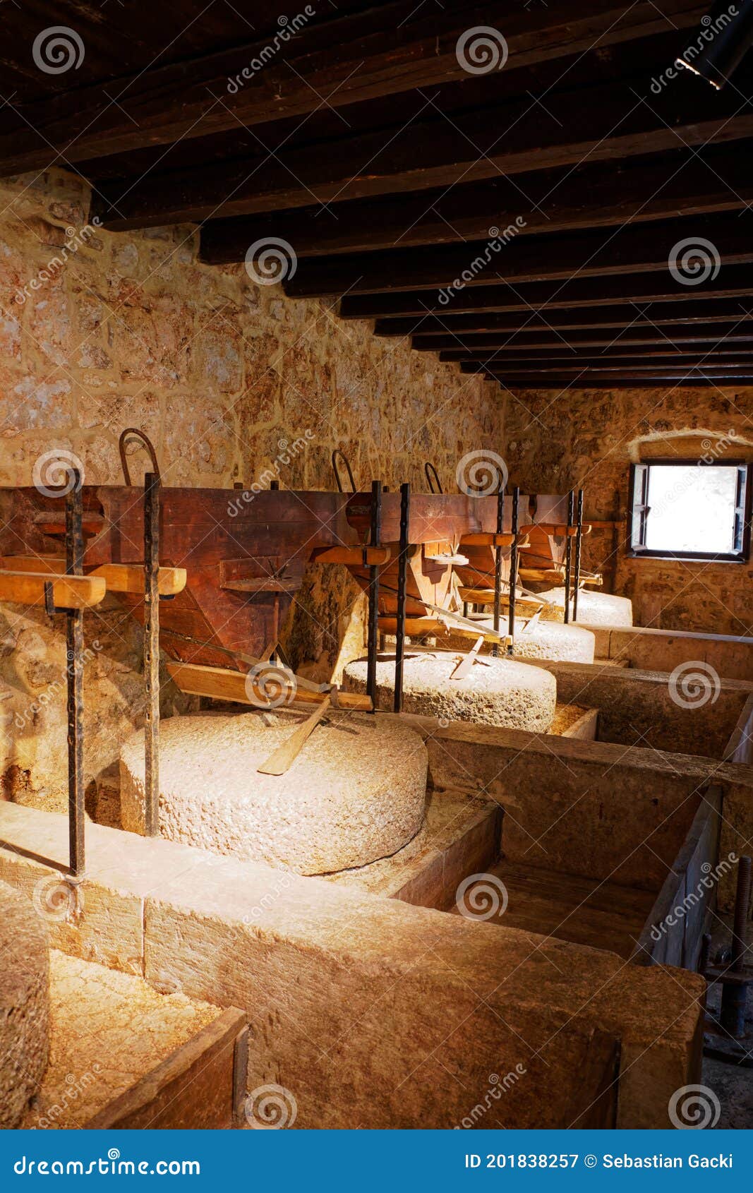 Inside an old water mill stock image. Image of mill - 201838257