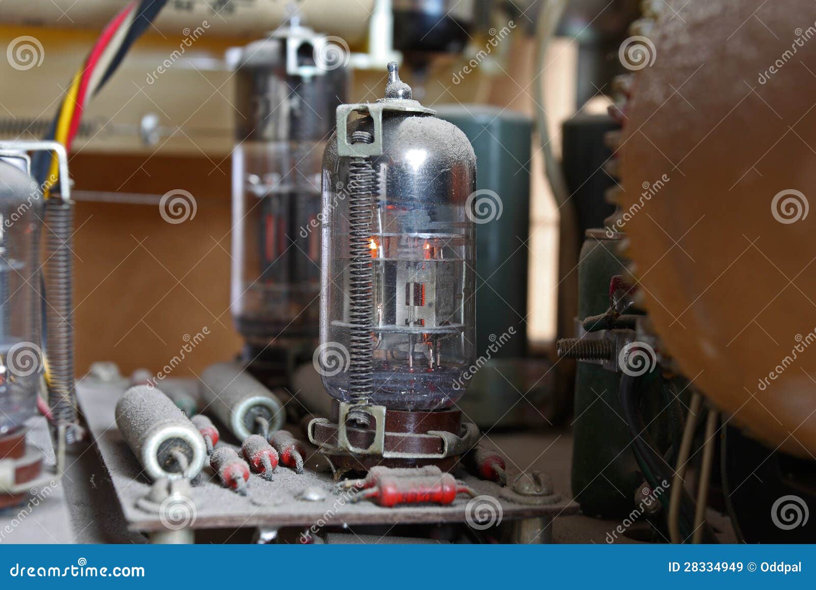 Inside of old radio set stock image. Image of glow, audio - 28334949