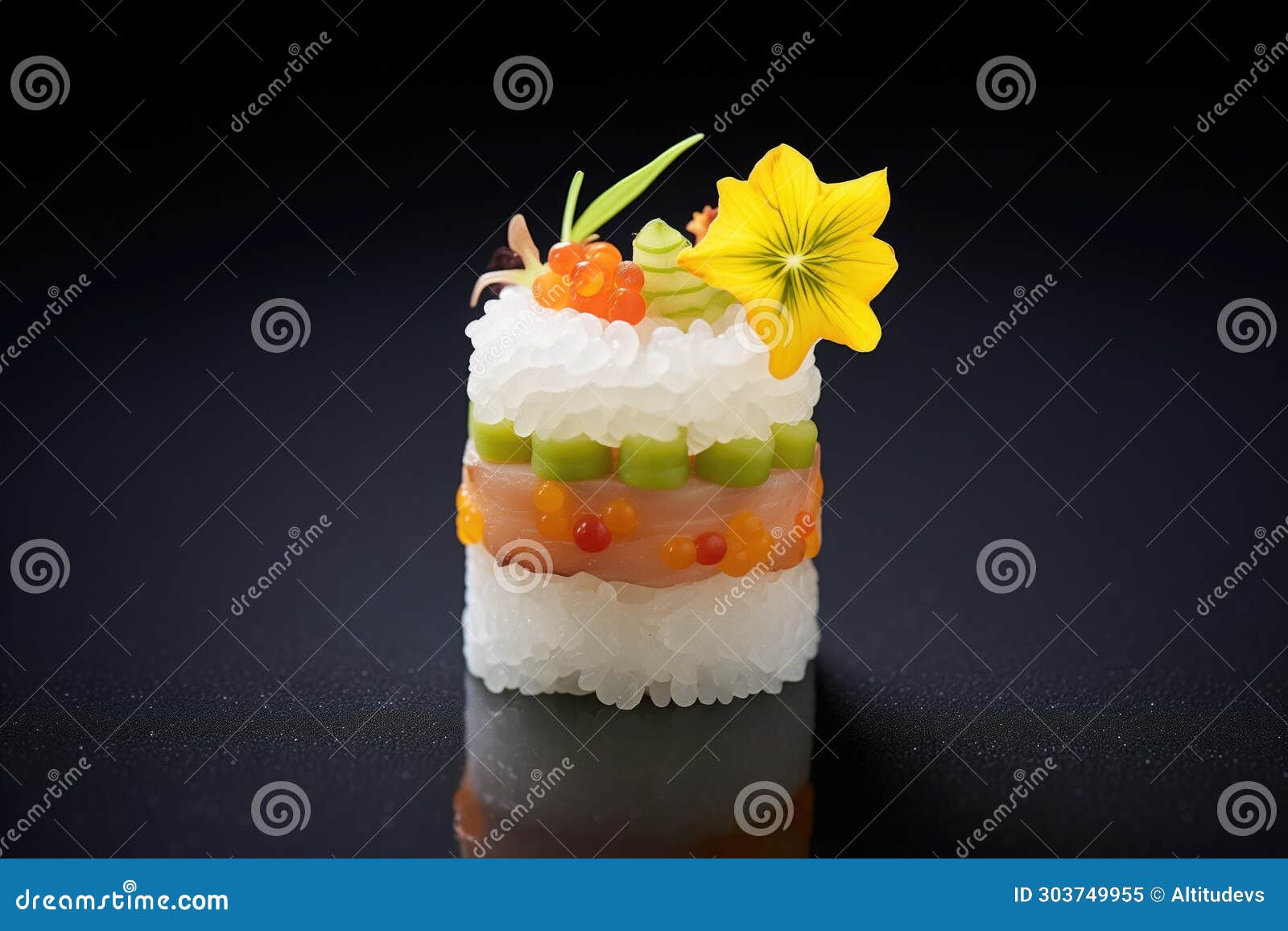 Inside-out Roll Topped with Fish Roe and Cucumber Slices Stock Image ...