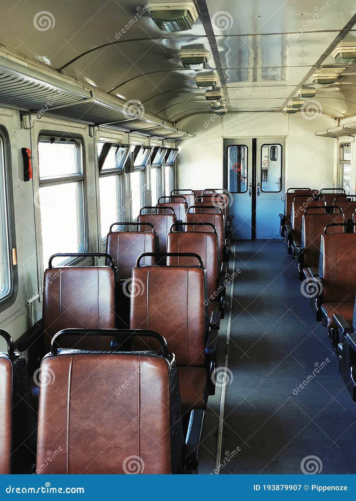 Inside of Passengers Train Wagon. Empty Vintage Train Interior. Stock Image - Image of public ...