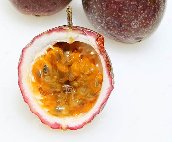 Inside he passionfruit stock photo. Image of yellow, fruit - 12485416