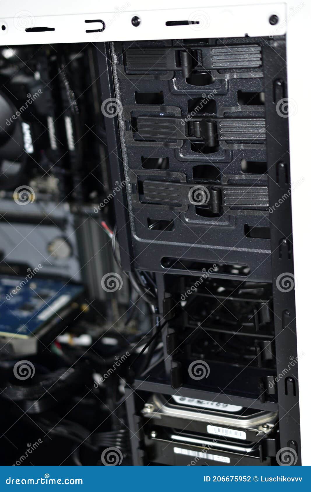 Inside a PC, Hard Drives, Leads and Compartments Stock Photo - Image of ...