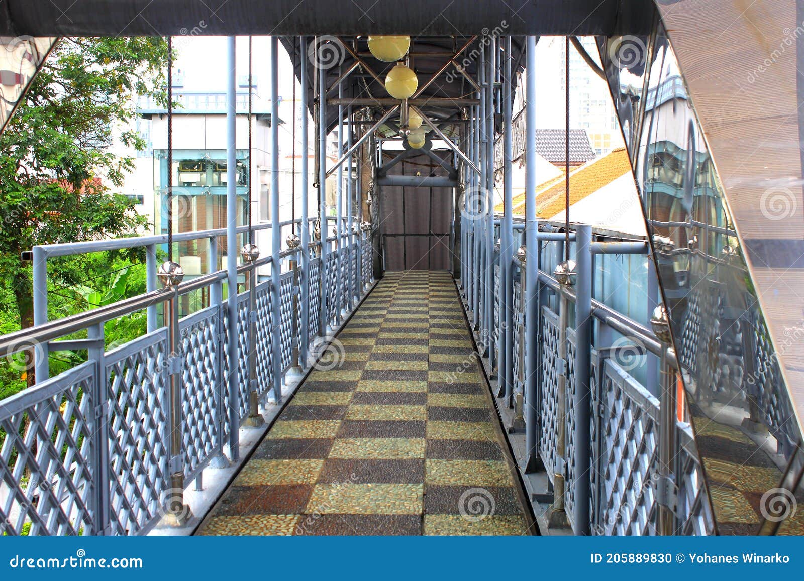 Inside pedestrian bridge editorial image. Image of stairs - 205889830