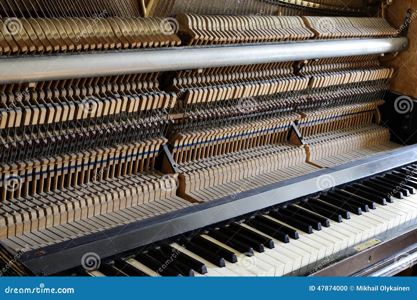 Inside the Piano: String, Pins and Hammers Stock Photo - Image of piano ...