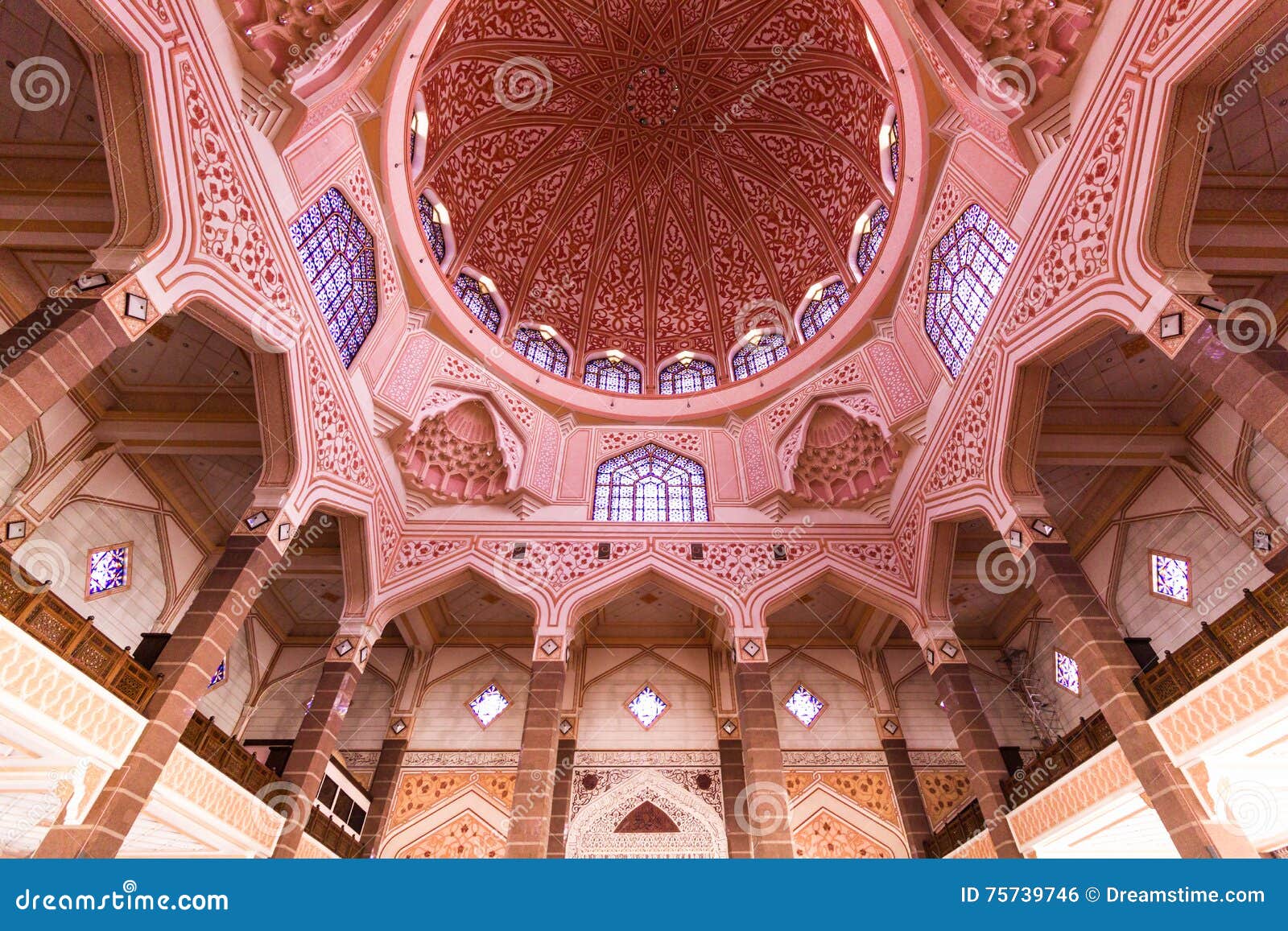 Inside Pink Mosque, Malaysia Stock Photo - Image of beautiful, grand ...