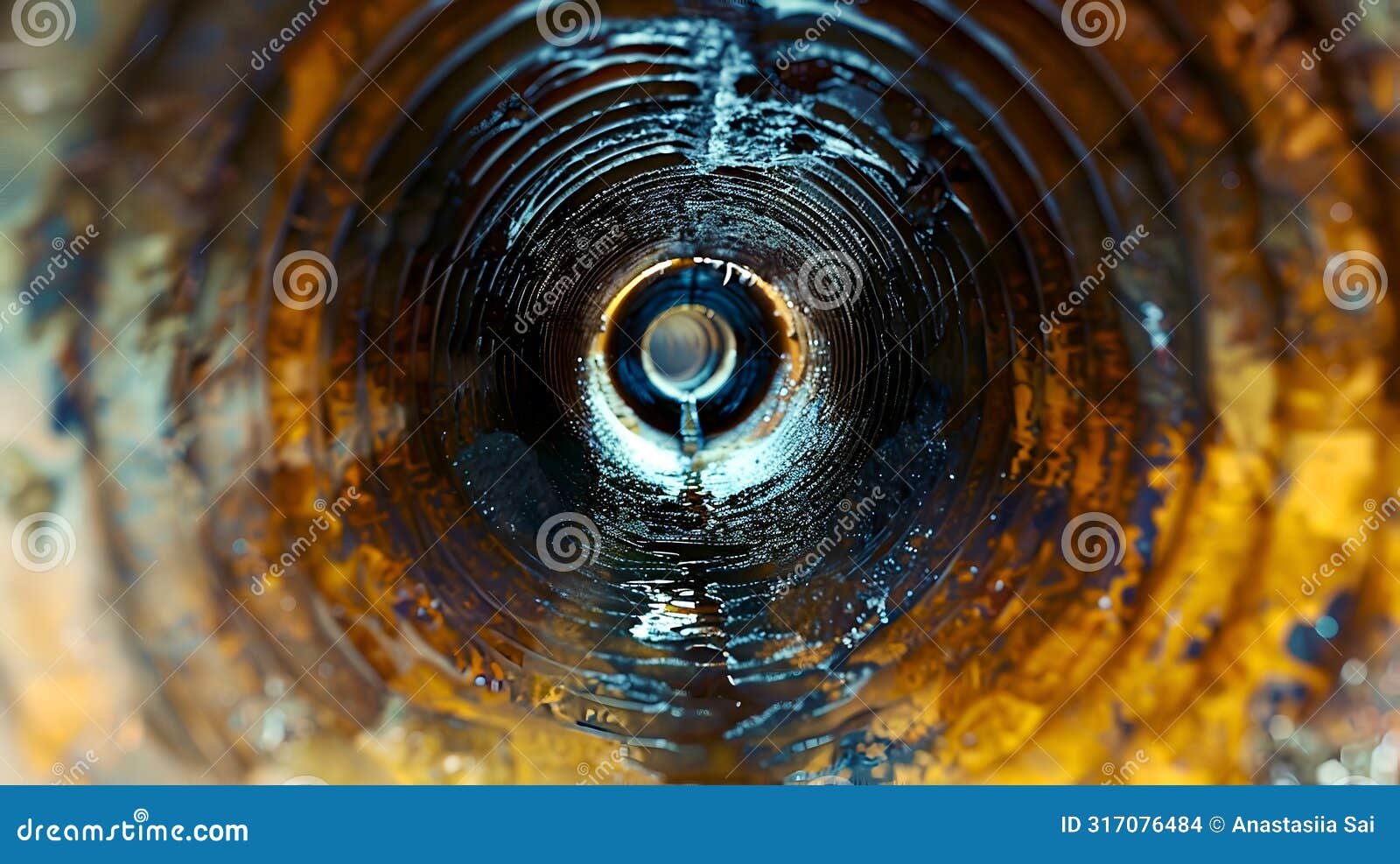 Inside the Pipe is Rusty with Water Stock Photo - Image of drain, sewer ...