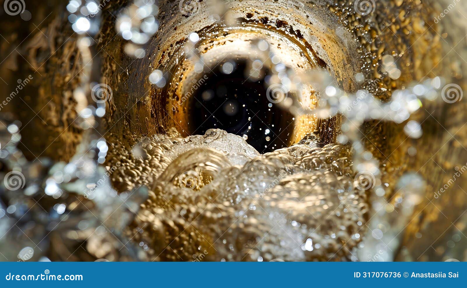 Inside the Pipe is Rusty with Water Stock Photo - Image of pipe, rusted ...