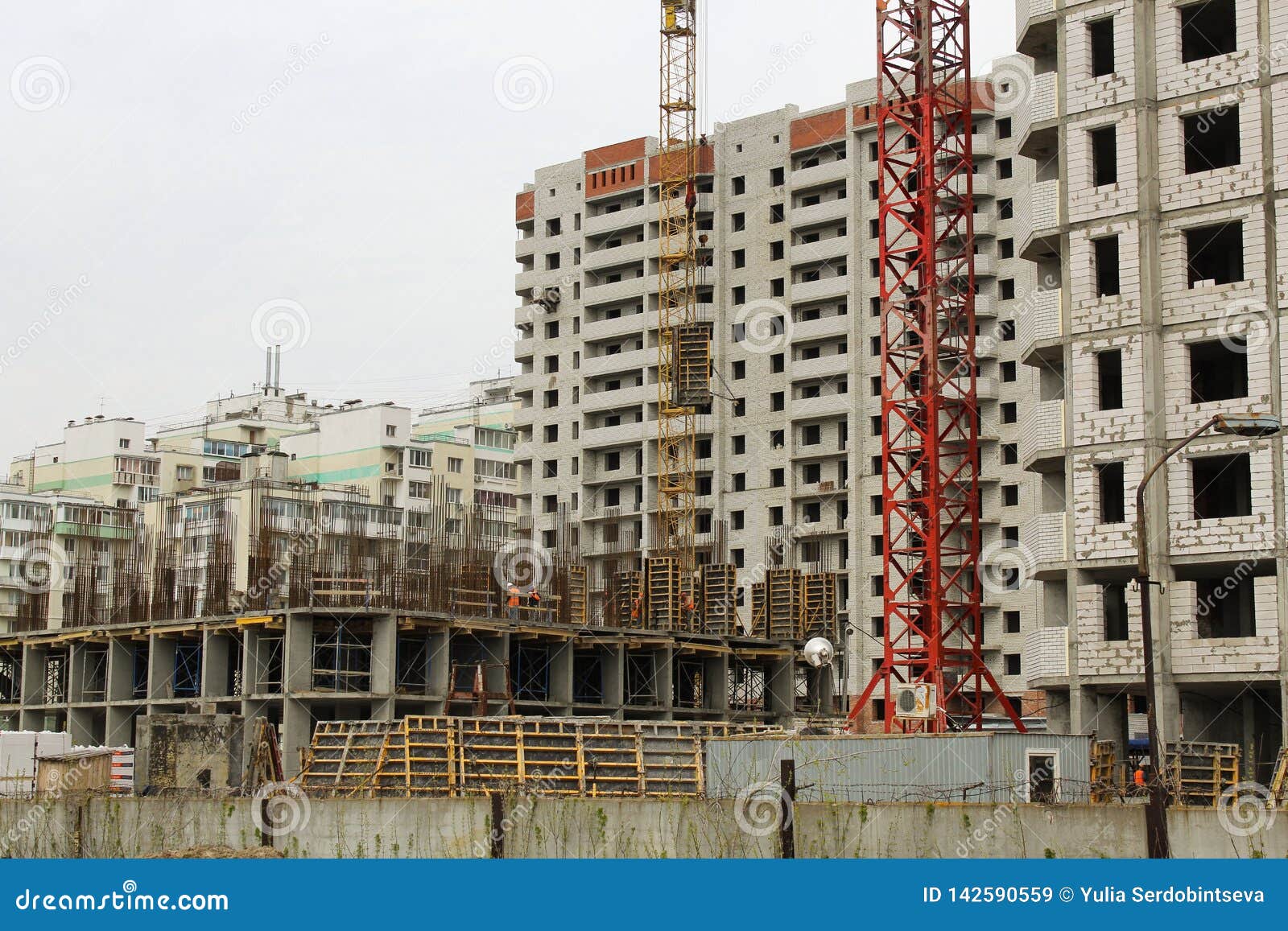 Inside Place for Many Tall Buildings Under Construction and Cranes ...