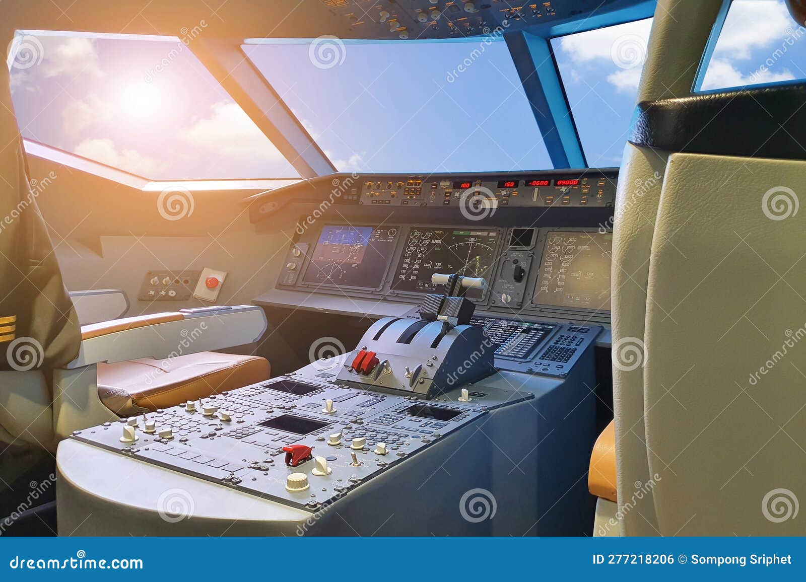 Inside Plane Cockpit View Inside Airliner View Flight Control Room an ...
