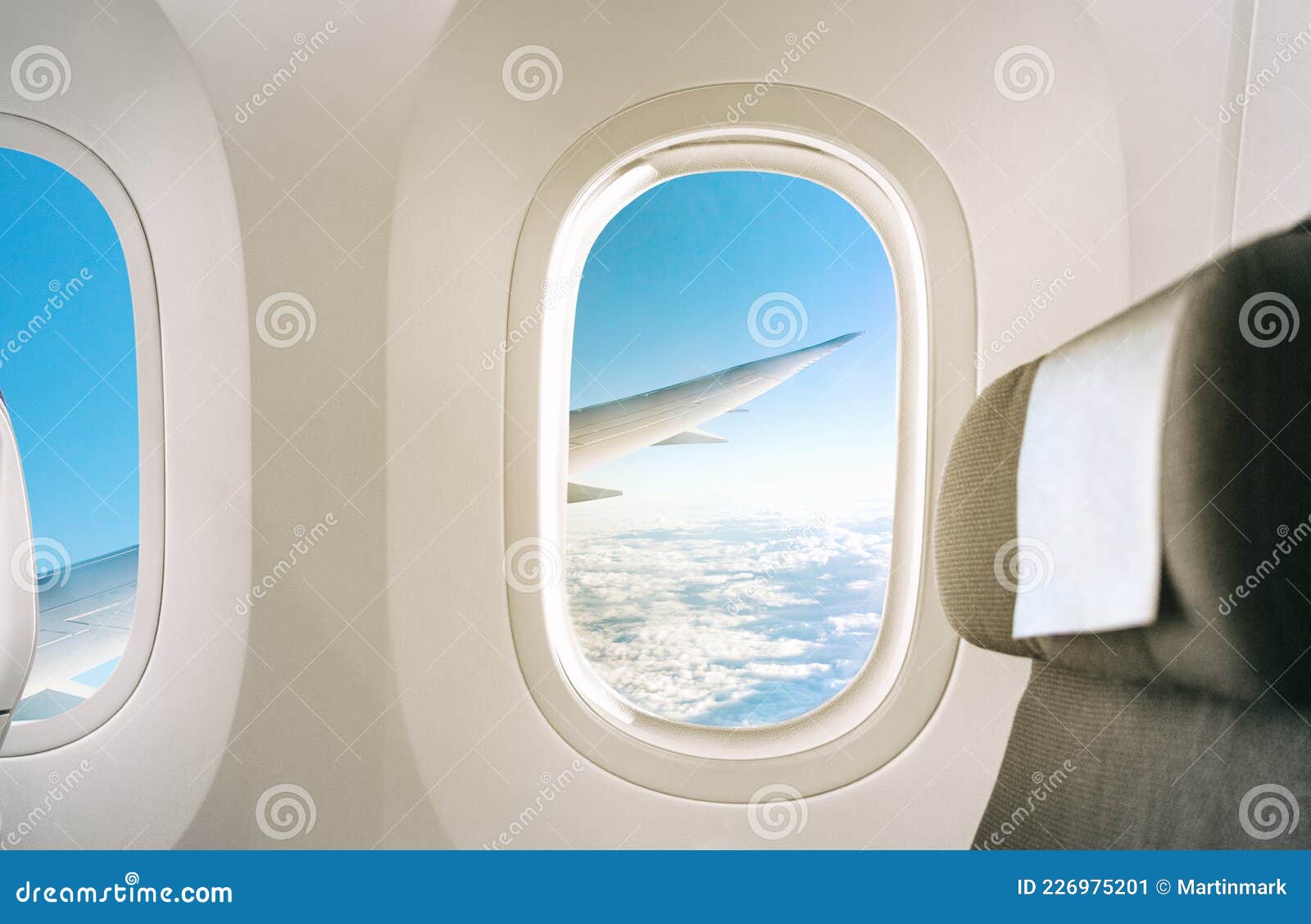 Inside of a Plane Window View of Wing during Flight of Airplane ...