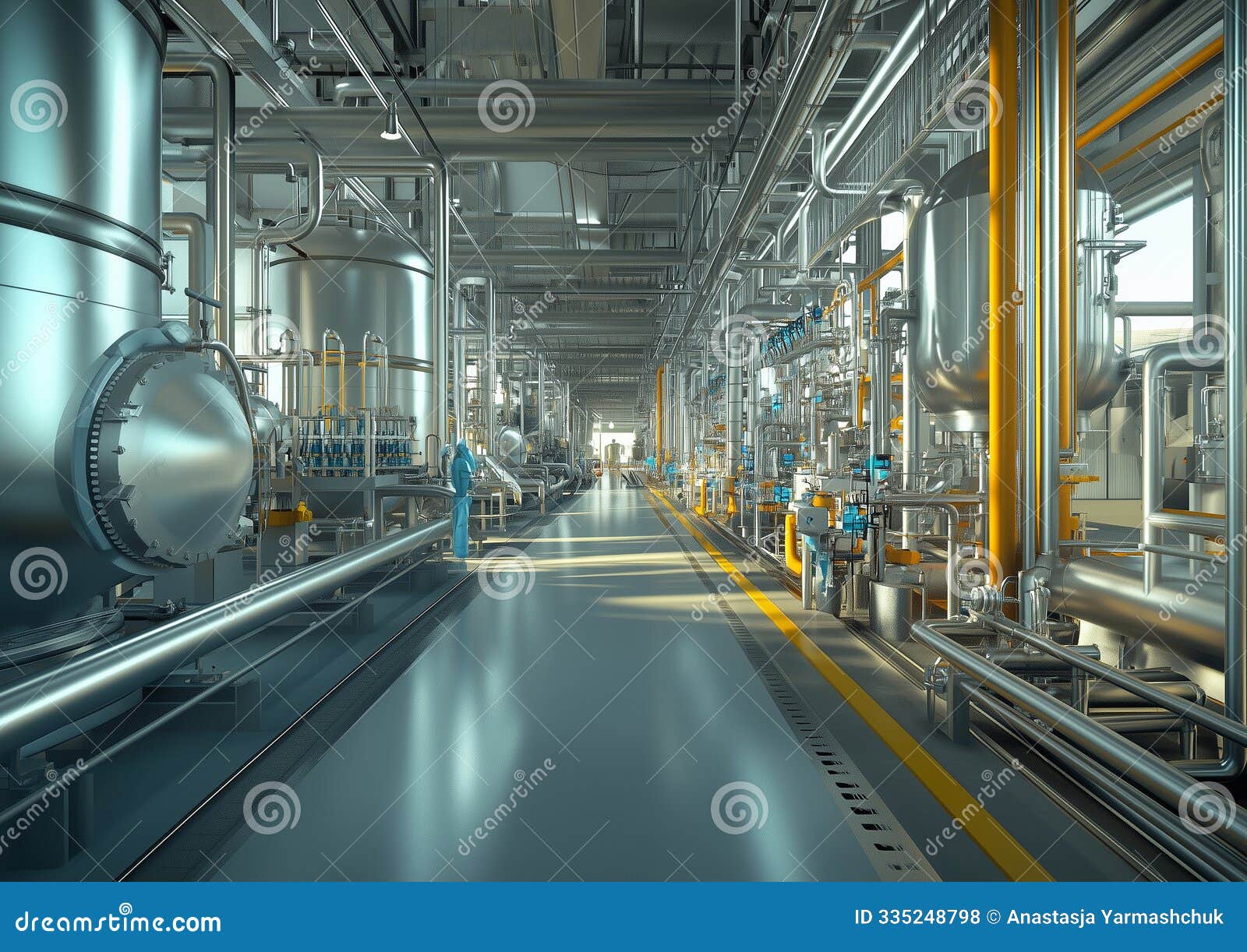 The Inside Of The Plant. The Footage Includes Process Lines, Huge Tanks ...