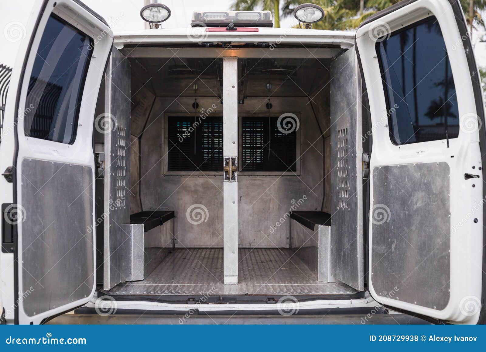 Inside a Police Car. Open Doors of a Police Van Stock Photo - Image of ...