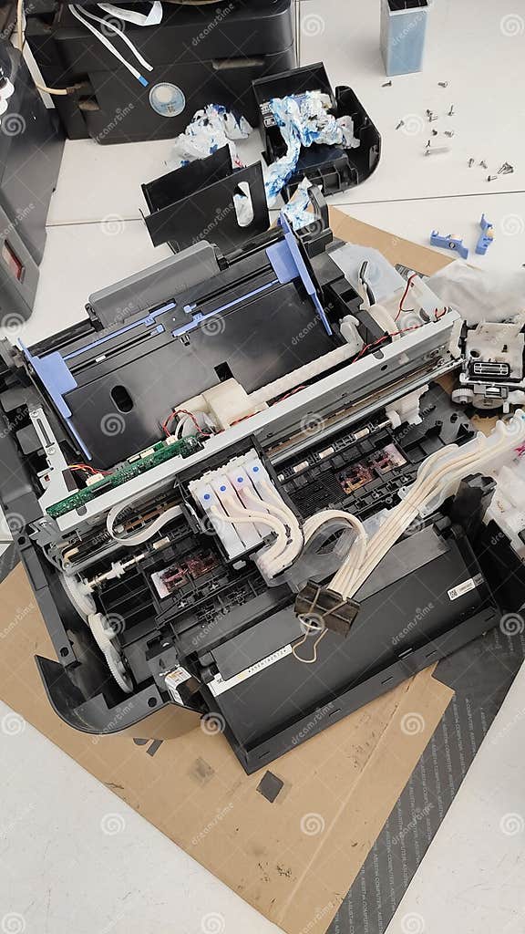 The Inside of the Printer Machine Stock Photo - Image of damaged ...