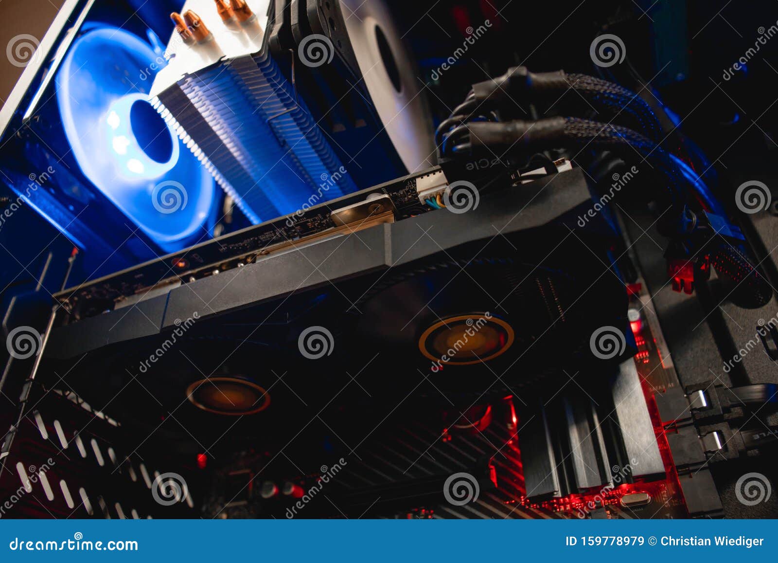 Inside of a Professional Gaming Computer, Video Graphics Card Mounted ...