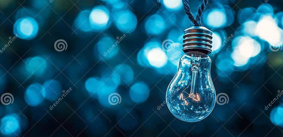 Inside it, a Question Mark Hangs from the Light Bulb Stock Photo ...
