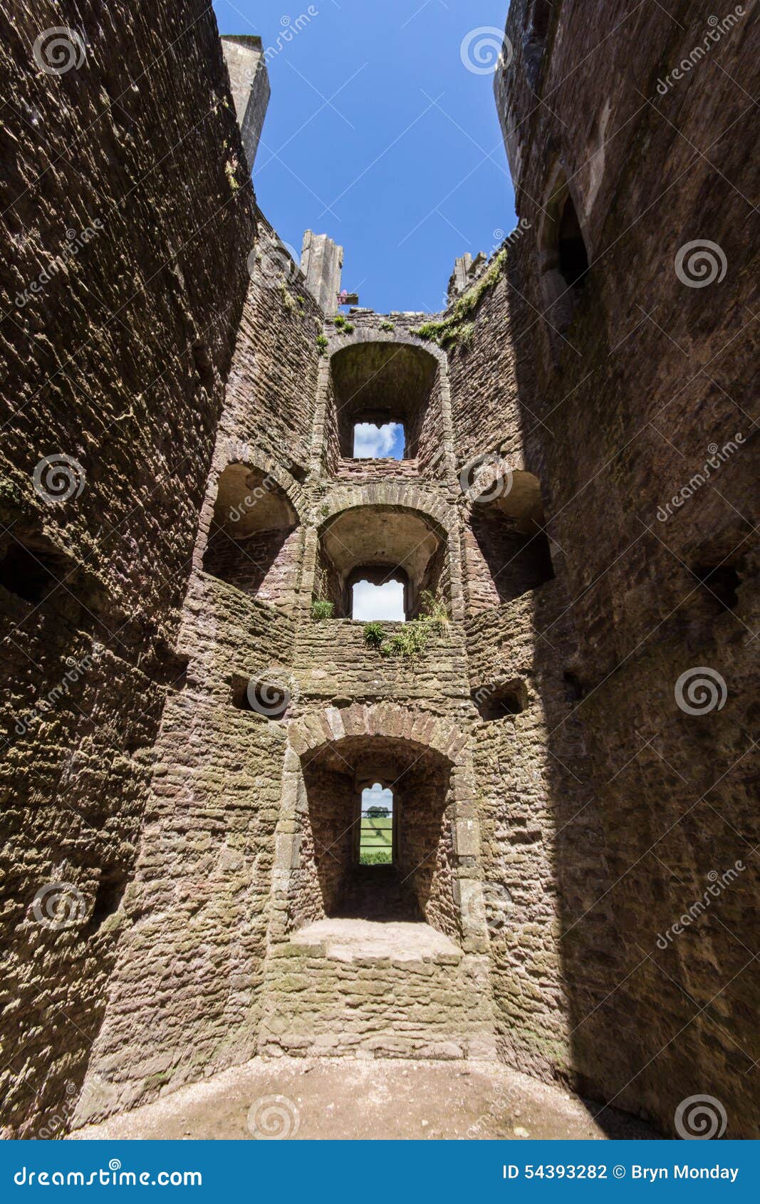 Inside of Raglan Castle Tower Stock Photo - Image of summer, welsh ...