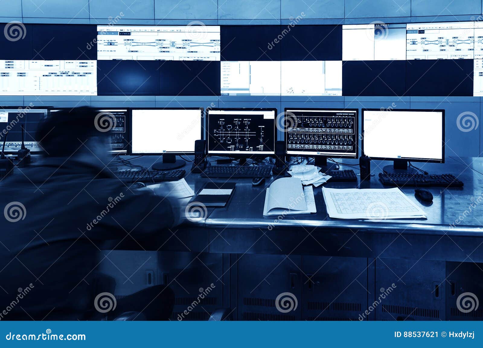 Inside the Railway Control Room Stock Image - Image of keyboard, mouse ...