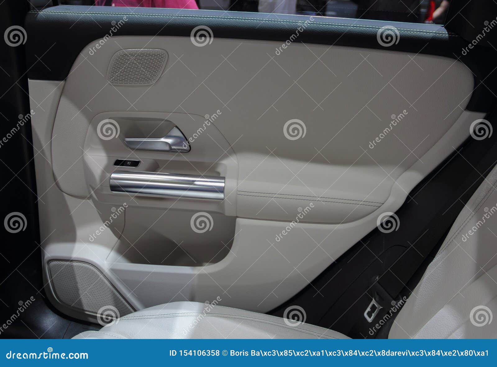 Inside Rear Door Panel of Luxurious Car Stock Photo - Image of button ...