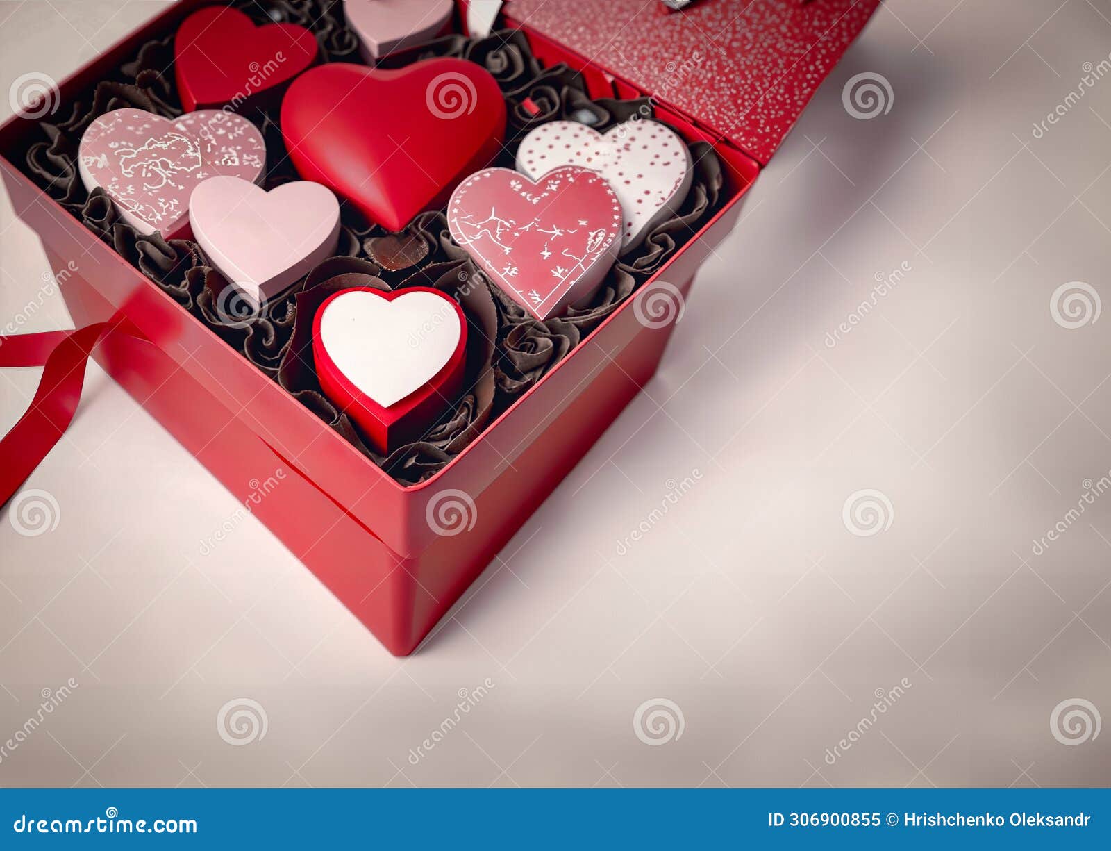 Inside a Red Box of Heart-shaped Chocolates. the Candies are Arranged ...