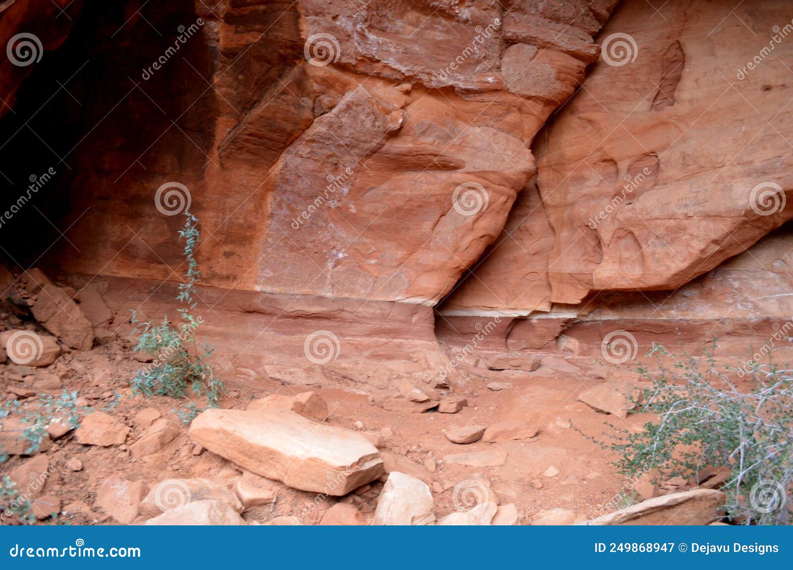 Inside a Red Rock Cavern with Textured Rock Stock Image - Image of ...