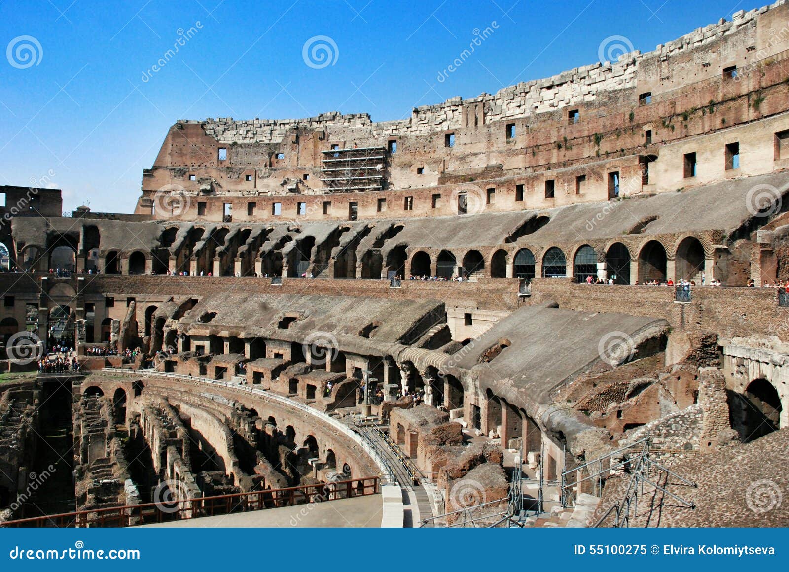 Inside of Rome Colosseum stock image. Image of arch, coloseum - 55100275