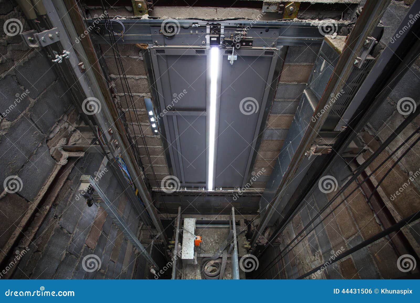 Inside Of Roping Elevator, Lift Box Builting In High Building Sh Stock ...