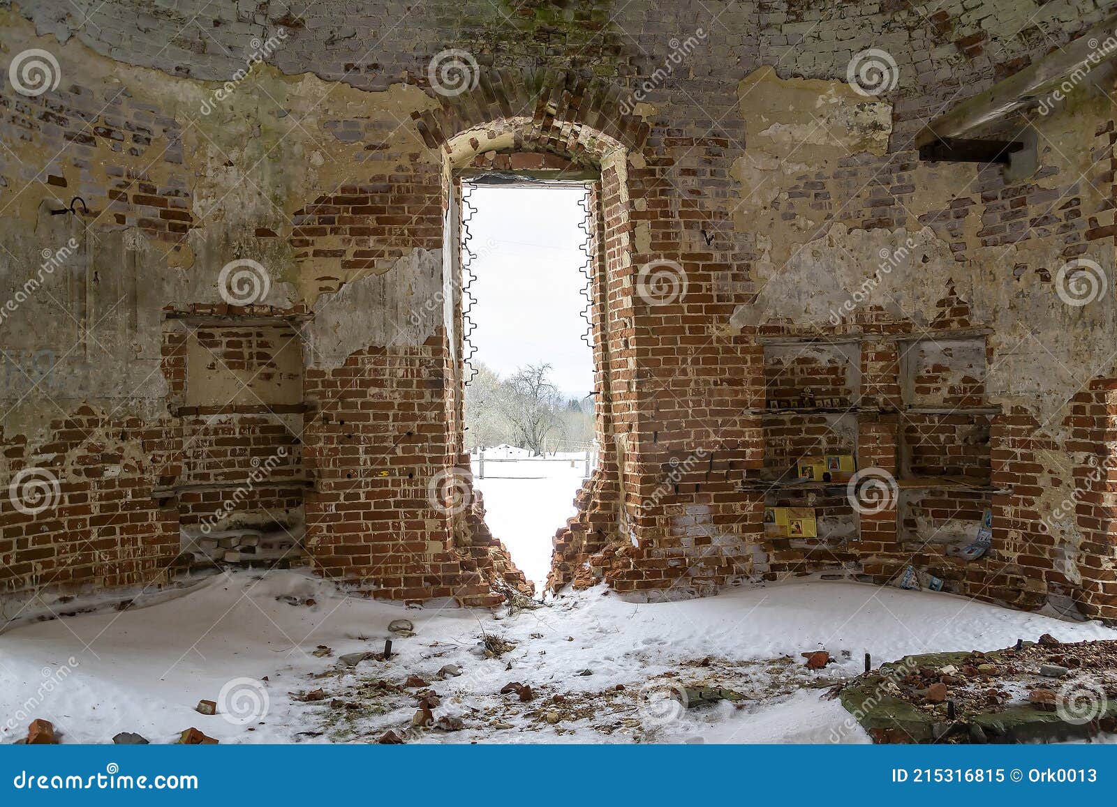 Inside the ruined temple stock image. Image of abandoned - 215316815