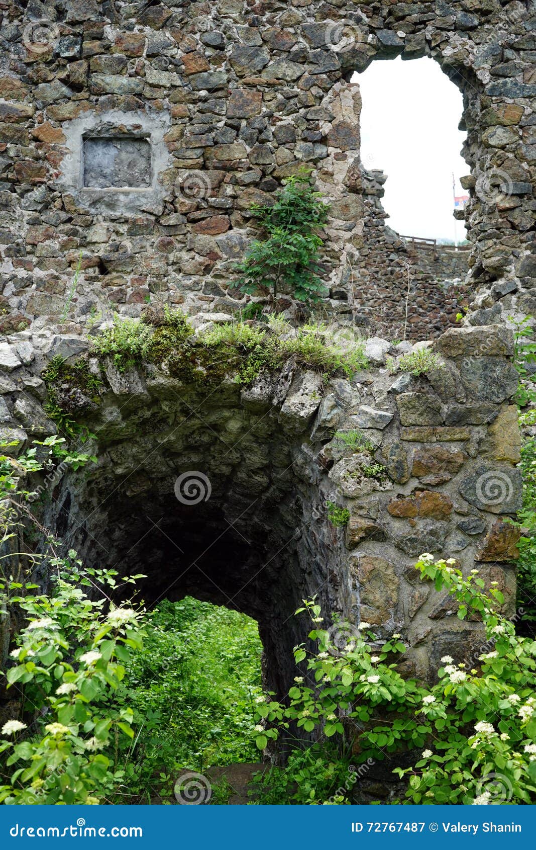 Inside Of Ruins Of Chortkiv Castle, Ukraine. Destroyed Ruined Brick ...